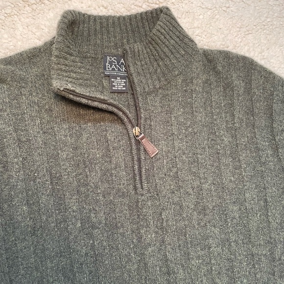Jos. A. Bank | Sweaters | Jos A Bank Green Zip Up Sweater With Mock ...